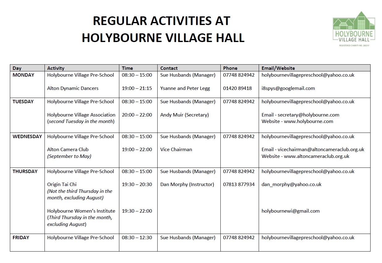 Home - Holybourne Village Hall